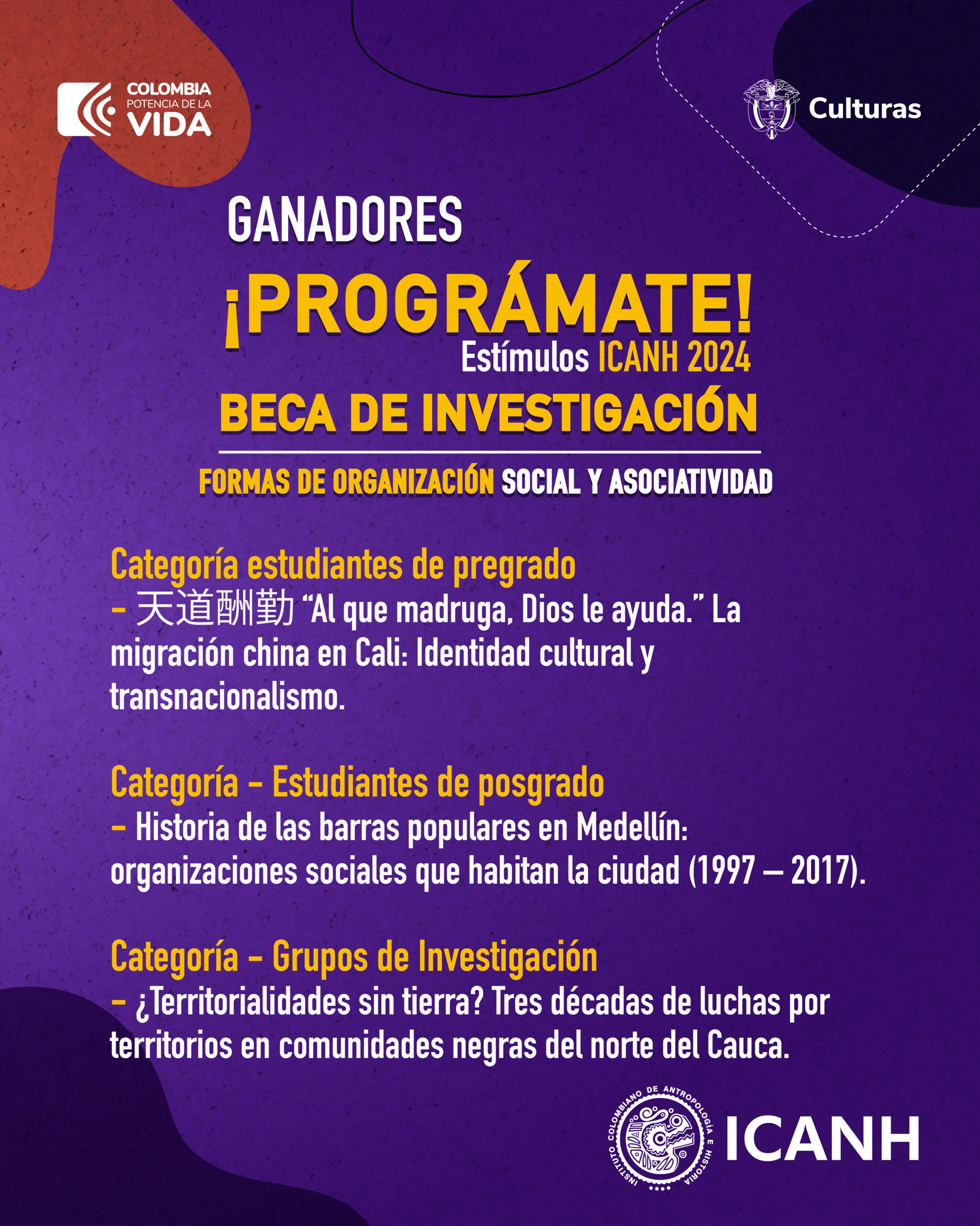 Ganadores – Estímulos ICANH 2024 – Estímulos ICANH