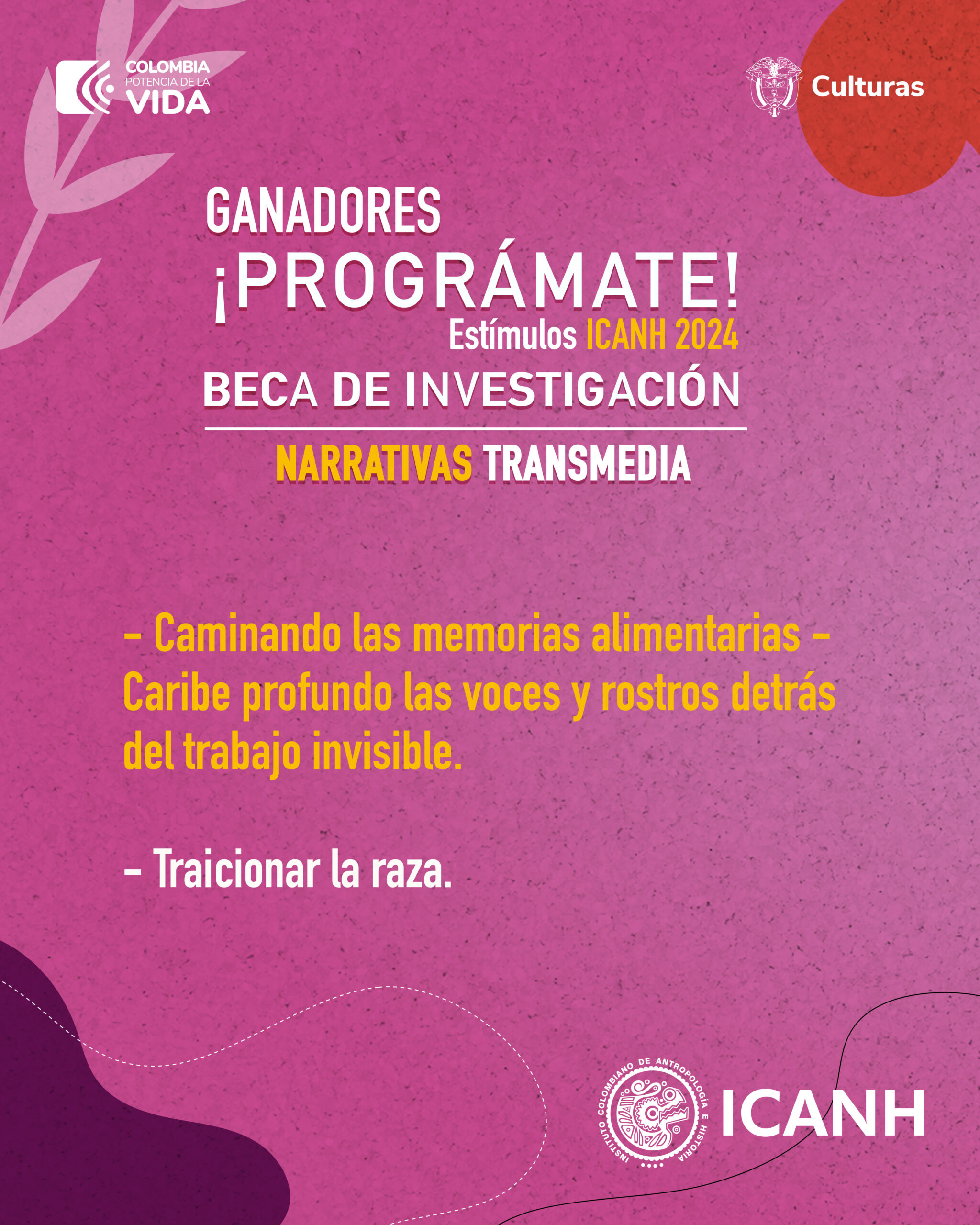 Ganadores – Estímulos ICANH 2024